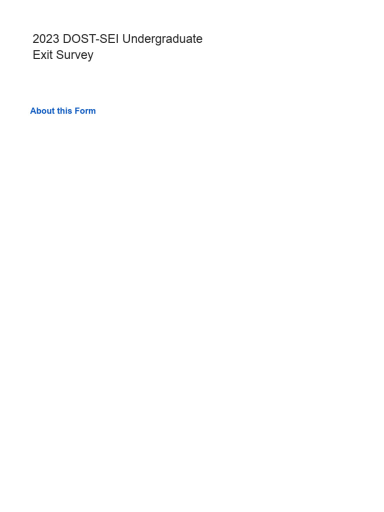 2023 DOST-SEI Undergraduate Exit Survey | PDF | Cost Of Living