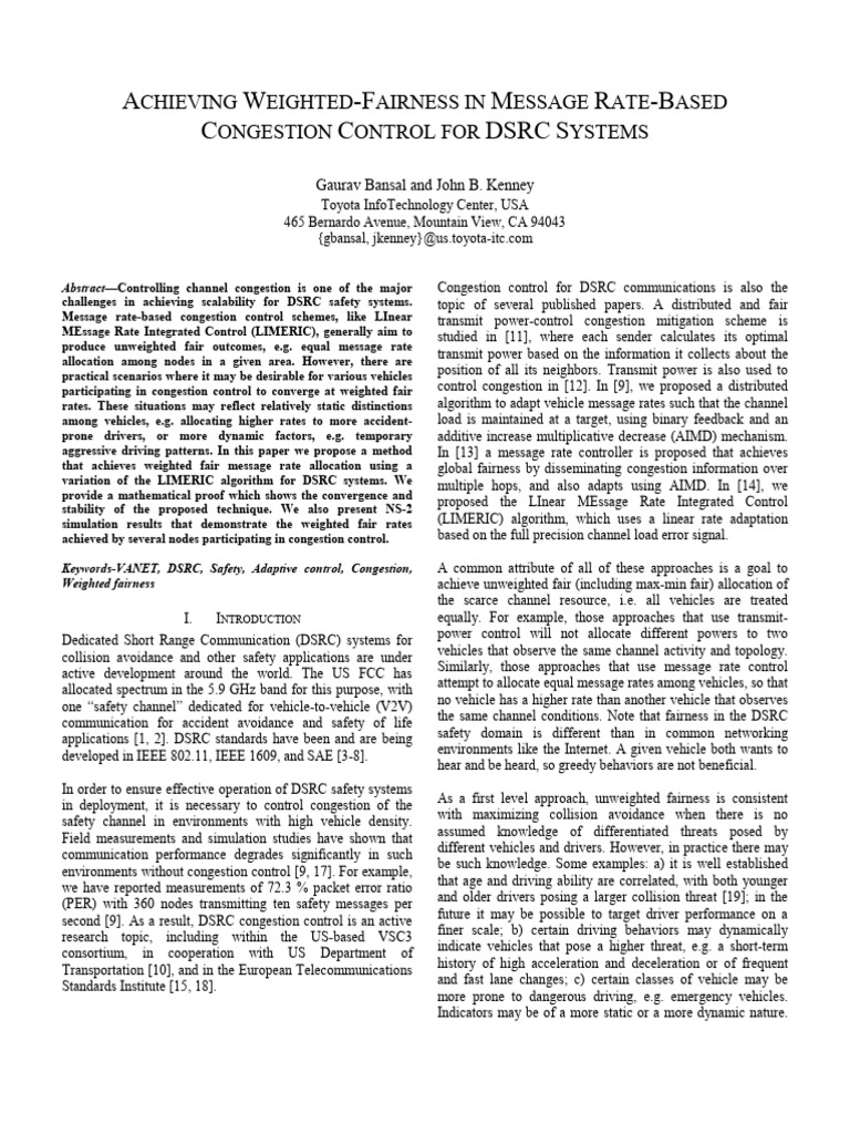 Achieving Weighted-Fairnessin Message Rate-Based Congestion Control For ...