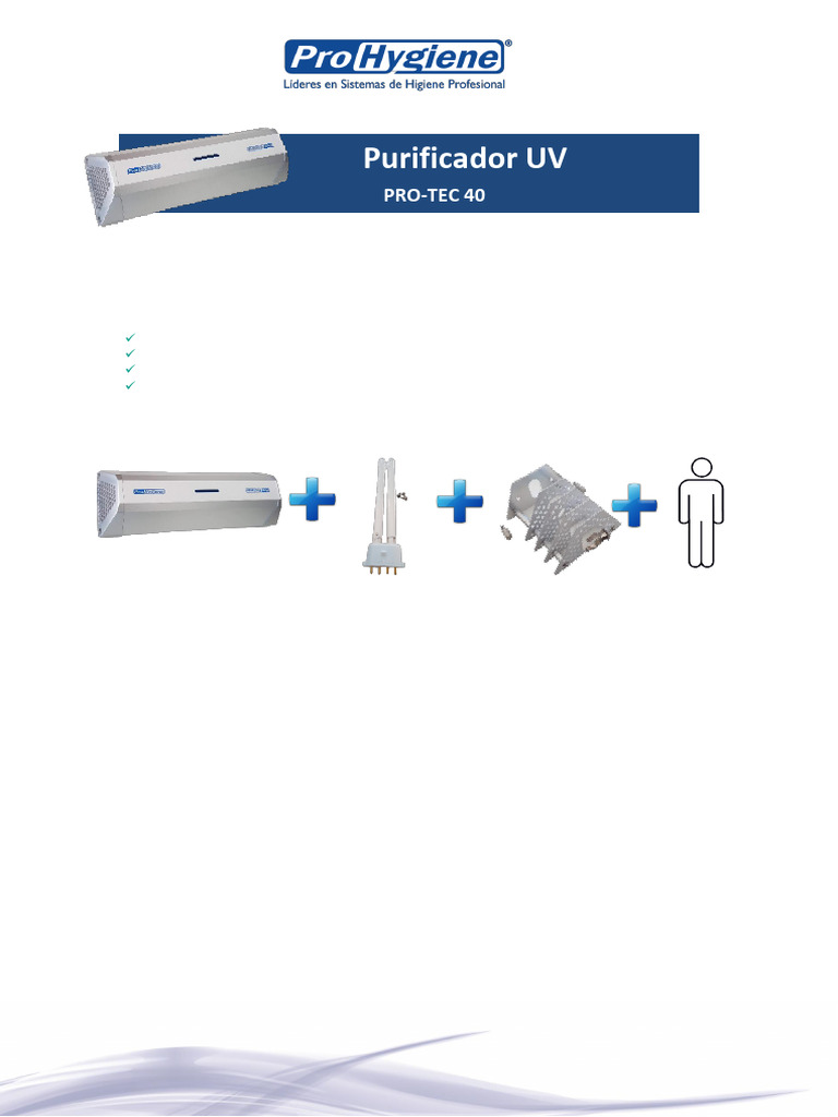 Purificador de Aire UV ProHygiene 40 | PDF