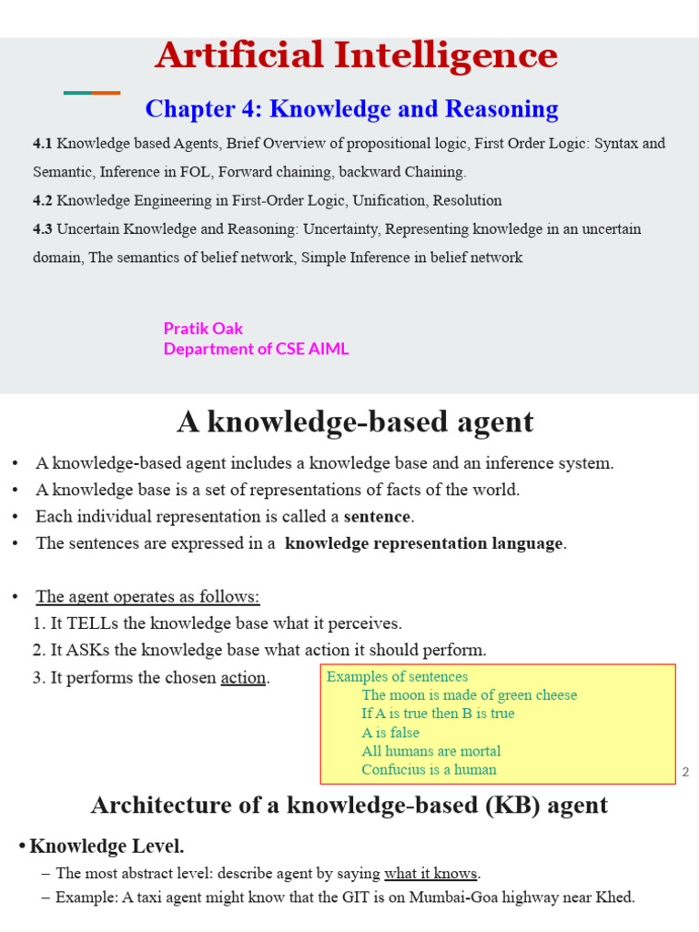 Module 4 - Knowledge and Reasoning | PDF | Logic | Interpretation (Logic)