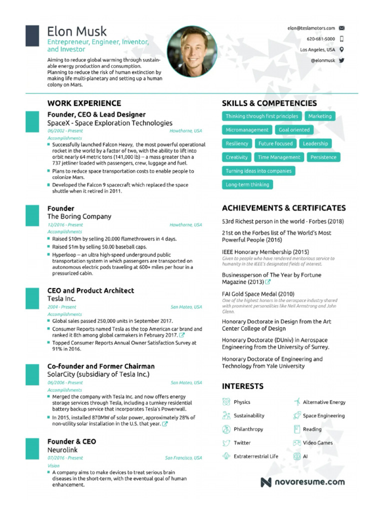 Resume Elon Musk | PDF
