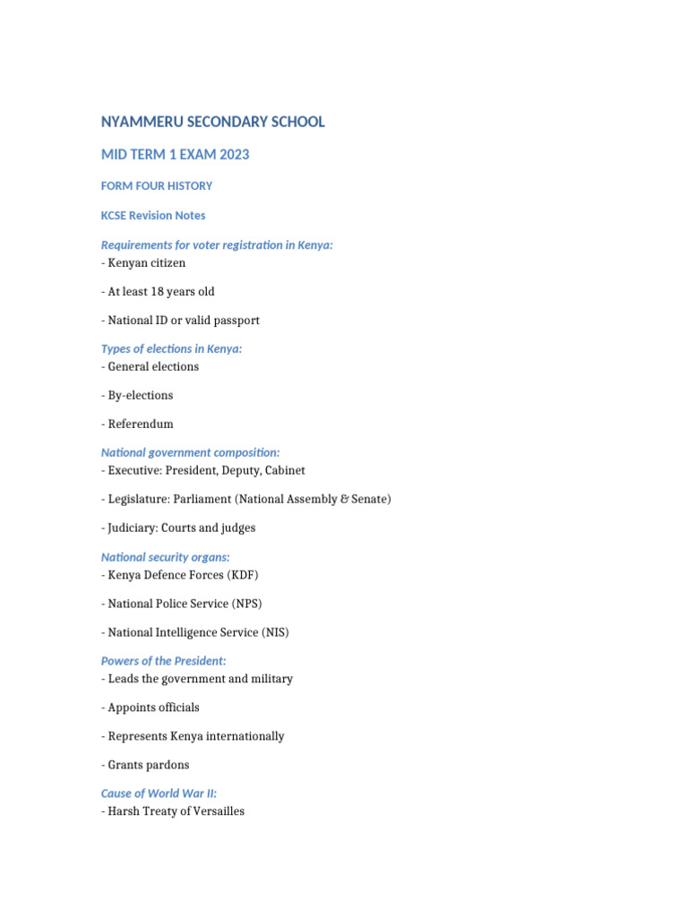 Form4 History Exam Answers | PDF