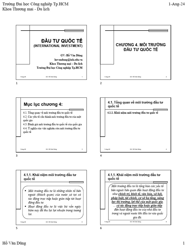 Bai Giang 4. Moi Truong Dau Tu Quoc Te (Aug 2024) | PDF