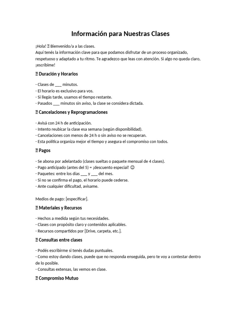 Info Clases Nati | PDF