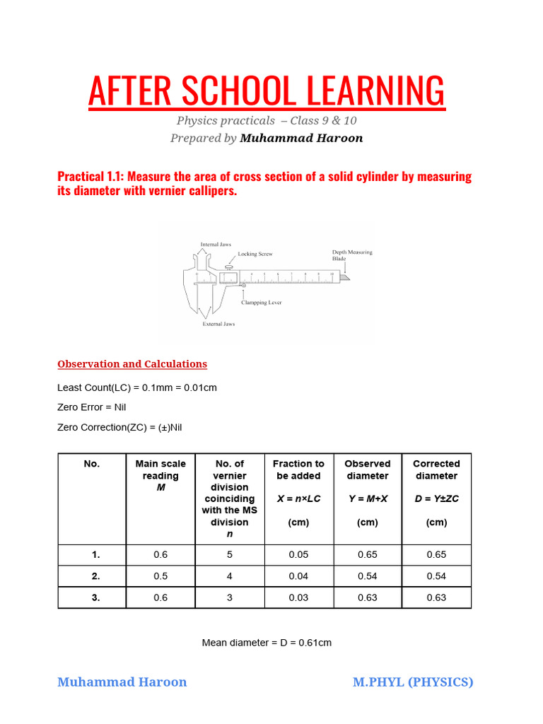 Physics Practical Notes | PDF | Density | Friction