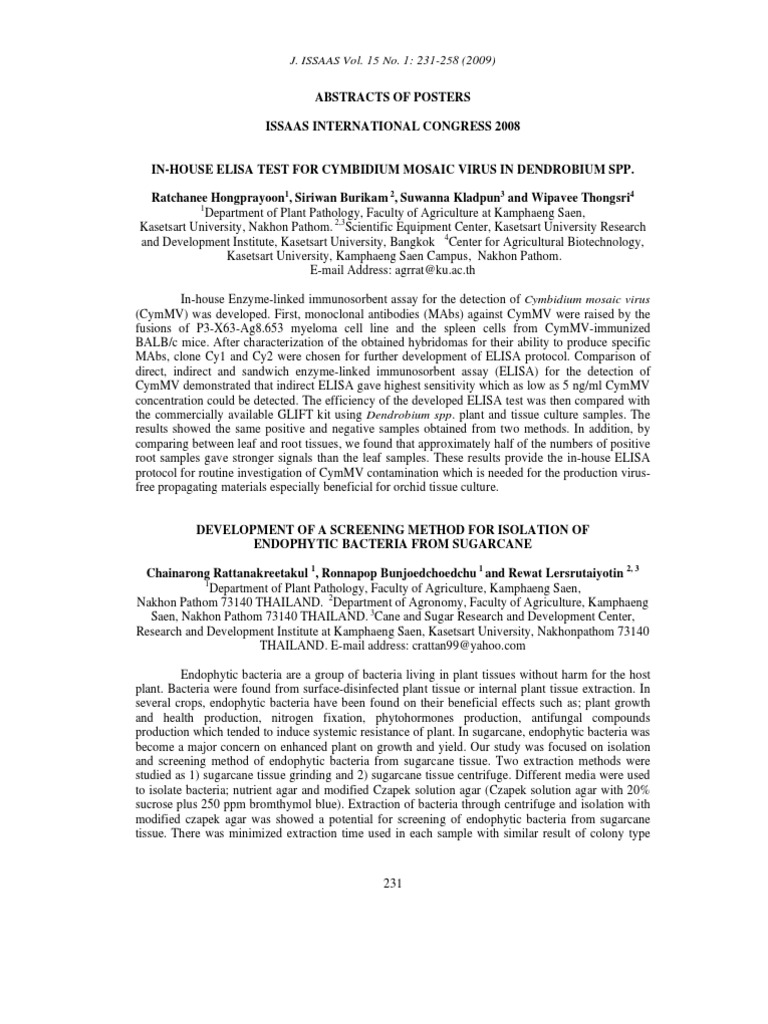 Journal Issaas v15n1 POSTER ABSTRACTS | PDF | Probiotic | Elisa