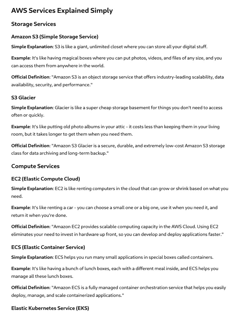AWS Services Explained Simply | PDF | Amazon Web Services | Cloud Computing