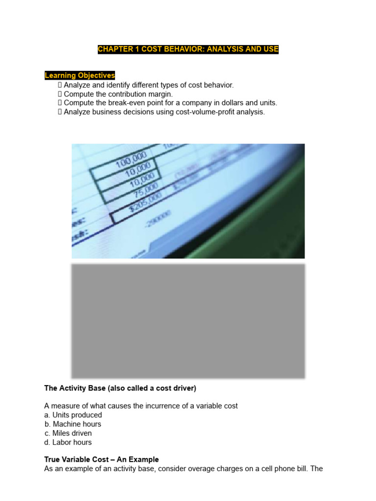 Chapter 1 Cost Behavior-Analysis and Use | PDF | Business Economics | Business