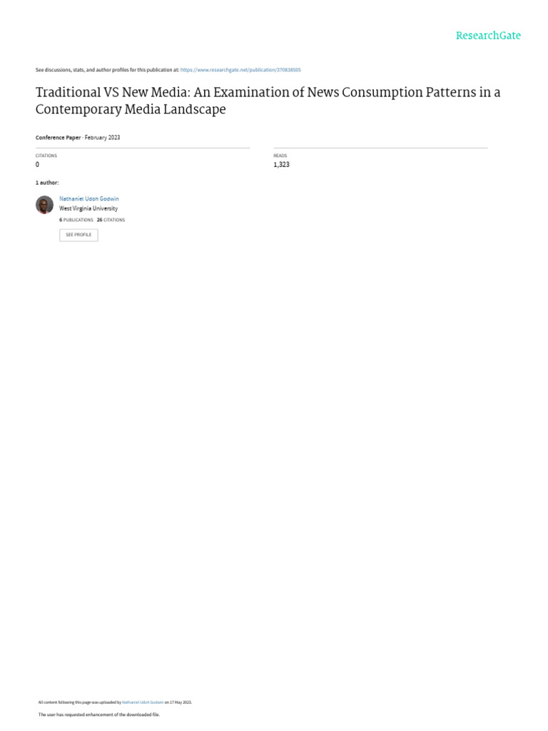 Traditional VS New Media: An Examination of News Consumption Patterns ...