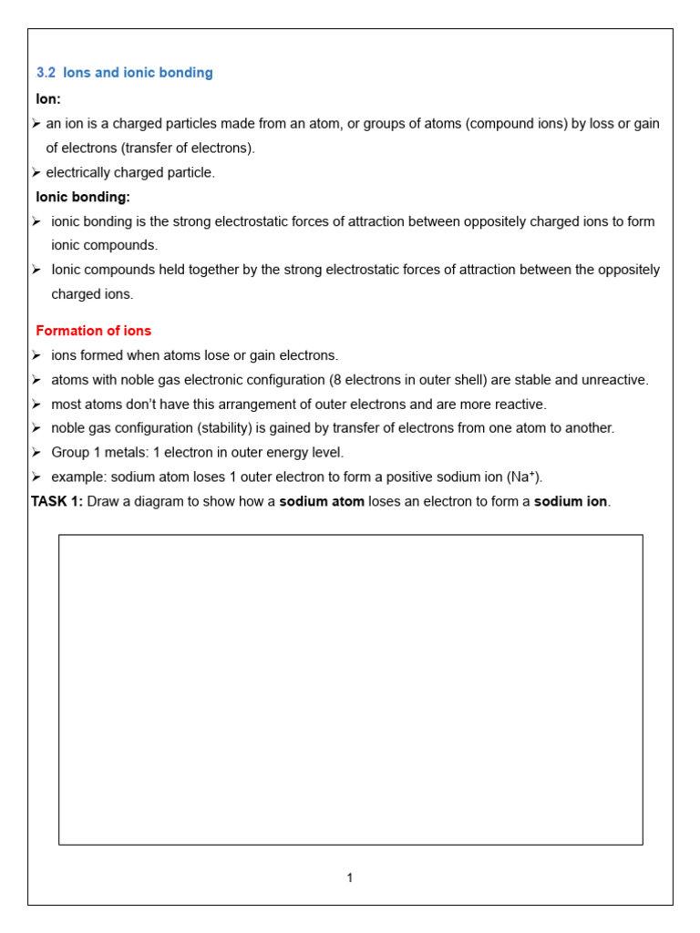 Topic 3.2 - Ions and Ionic Bonding | PDF | Ion | Ionic Bonding