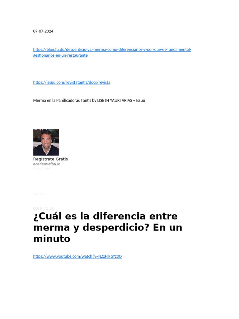Diferencias entre Merma y Desperdicio | PDF