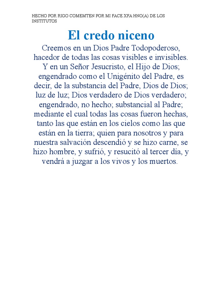 El Credo Niceno | PDF