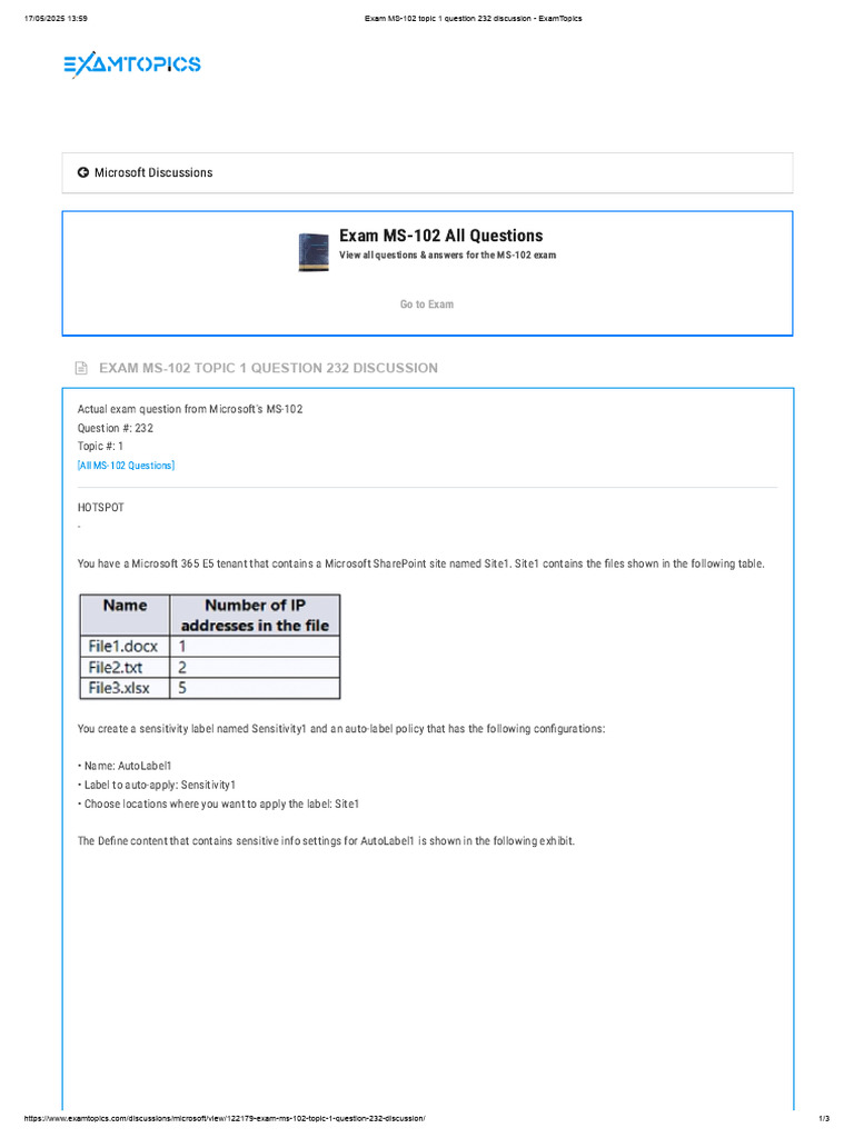 MS-102 Exam: Sensitivity Labels Overview | PDF | Microsoft Excel ...
