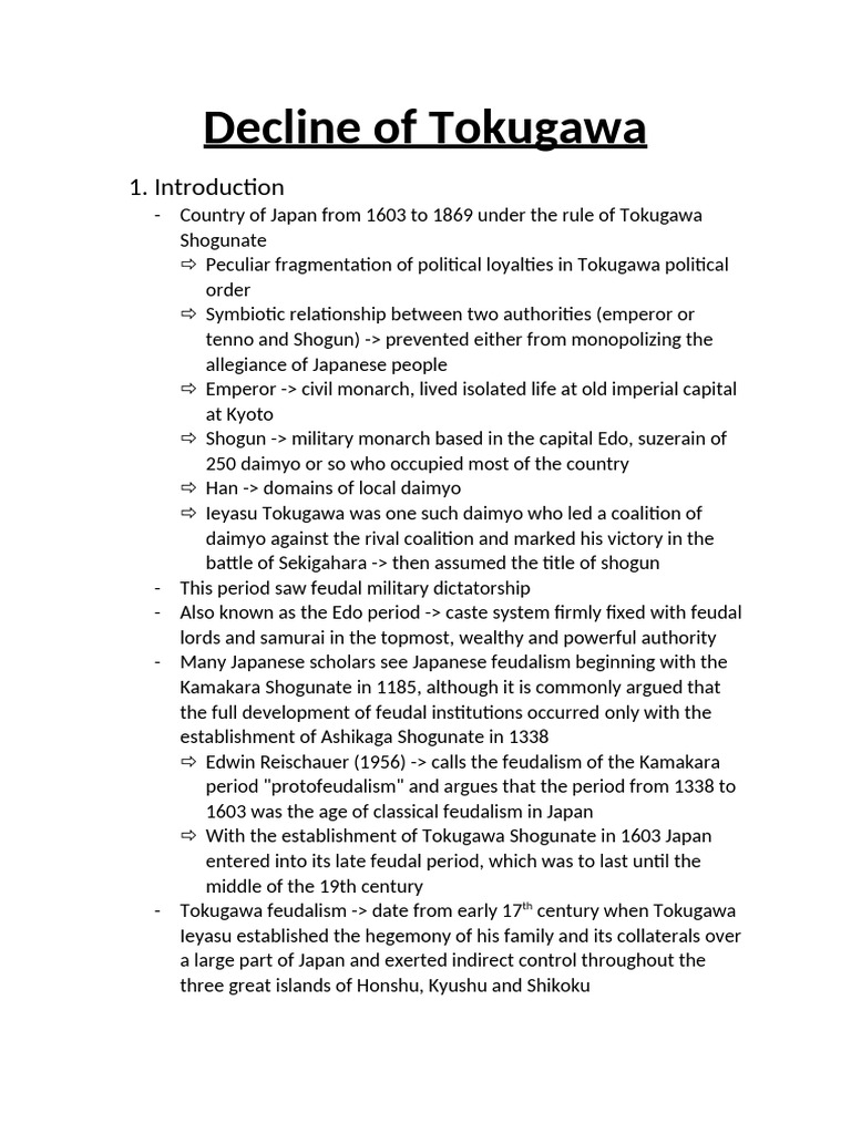 Decline of Tokugawa | PDF | Shogun | Feudal Japan