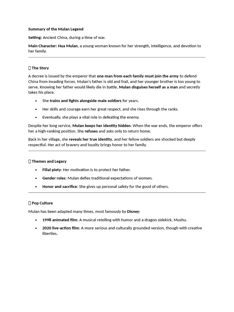 Summary of The Mulan Leg | PDF