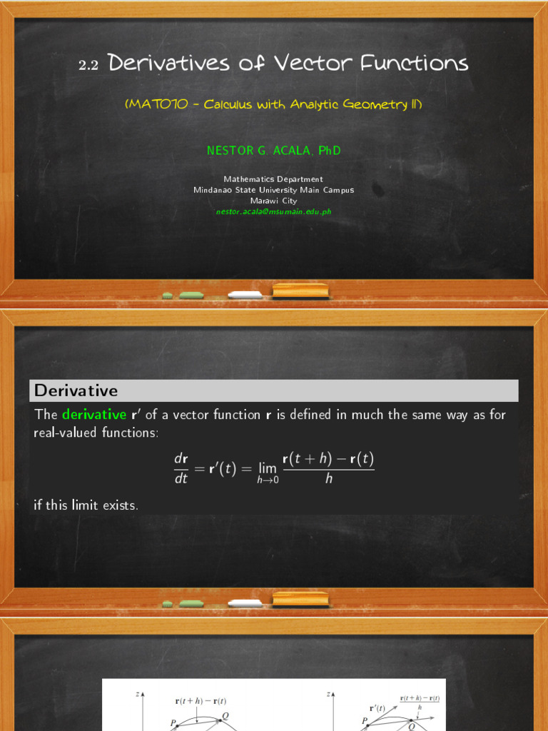 Vector Function Derivatives Explained | PDF | Curvature | Geometry