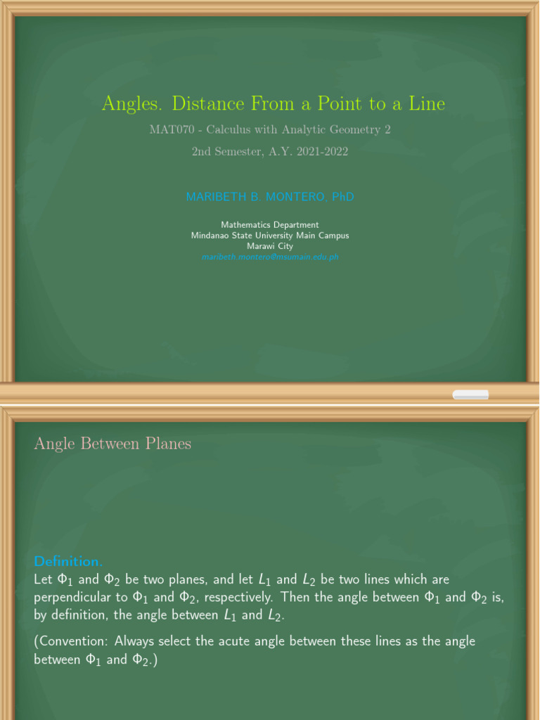 2.5 Angles Distance From A Point To A Line VNN | PDF | Equations | Angle