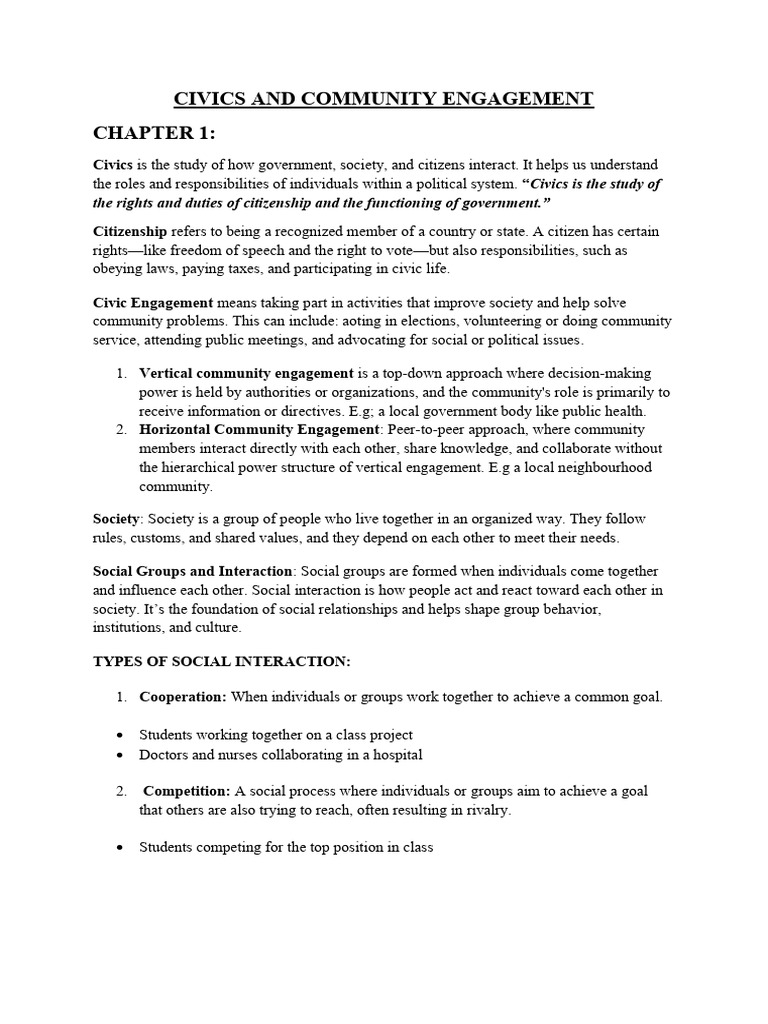 Understanding Civics and Community Engagement | PDF | Civic Engagement ...