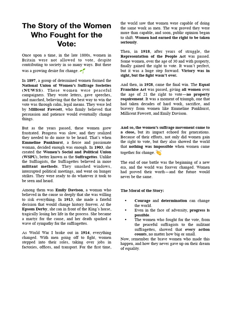 Women's Suffrage Movement History | PDF | Suffragette | Emmeline Pankhurst