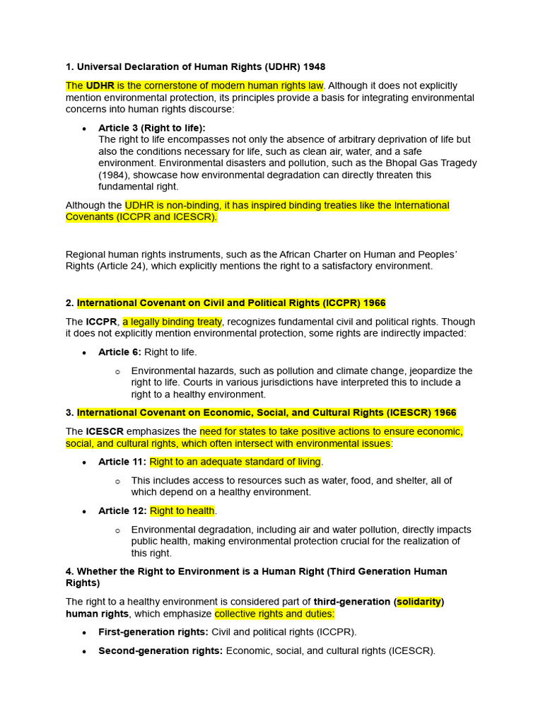 Human Rights and Enviroment | PDF | Human Rights | Environmental Protection