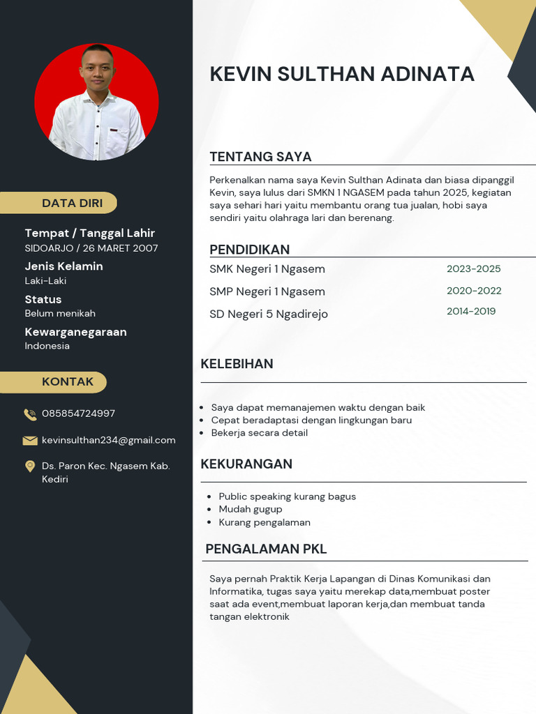 Hitam Dan Putih Modern CV Resume Riwayat Hidup PDF | PDF