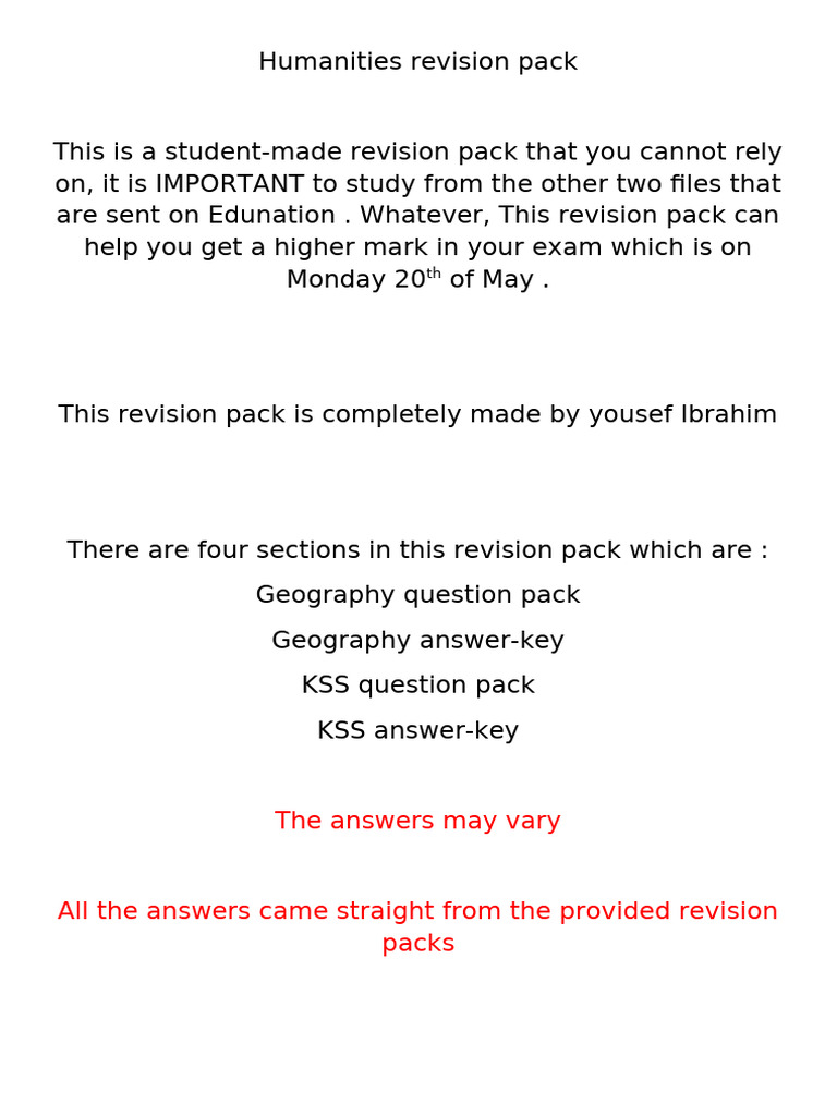Humanities Revision Pack | PDF | Petroleum | Poultry