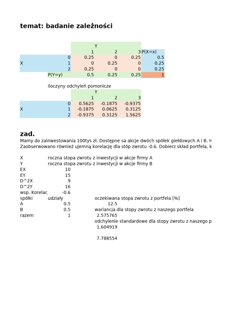 Statystyka 18.12.2024 (Excel) | PDF
