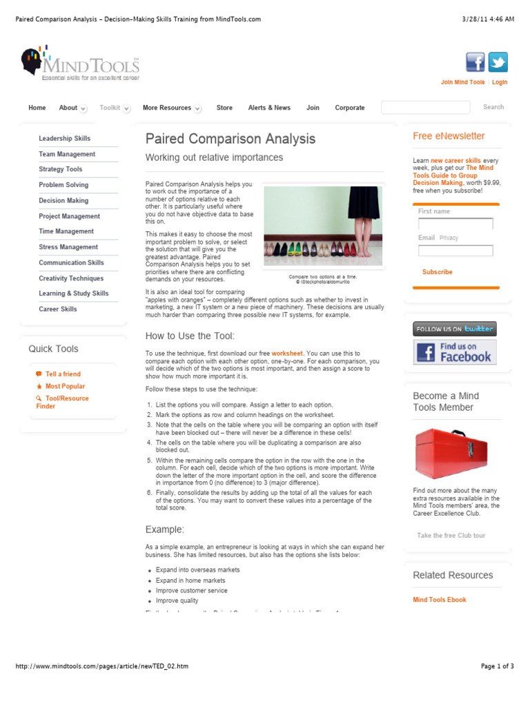 Paired Comparison Analysis Guide | PDF | Decision Making | Business