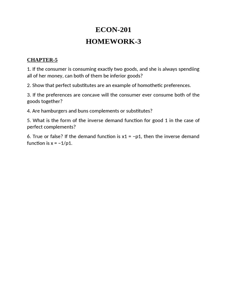 ECON-201 Homework: Consumer Goods Analysis | PDF
