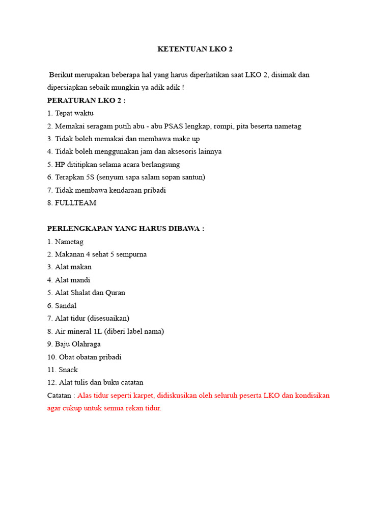 Ketentuan Lko 2 | PDF