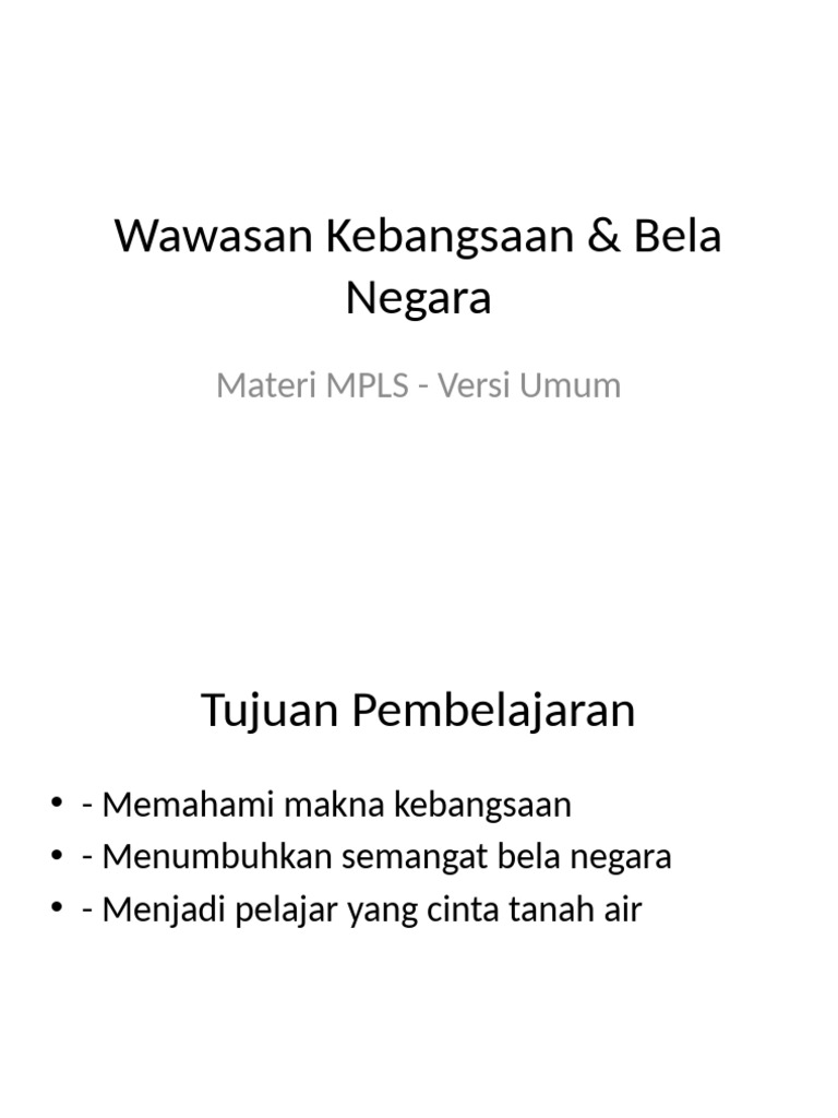 Materi MPLS 2 Wawasan Kebangsaan Bela Negara | PDF
