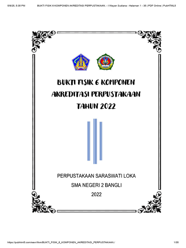 BUKTI FISIK 6 KOMPONEN AKREDITASI PERPUSTAKAAN. - I Wayan Sudiana - Halaman 1 - 35 - PDF Online ...