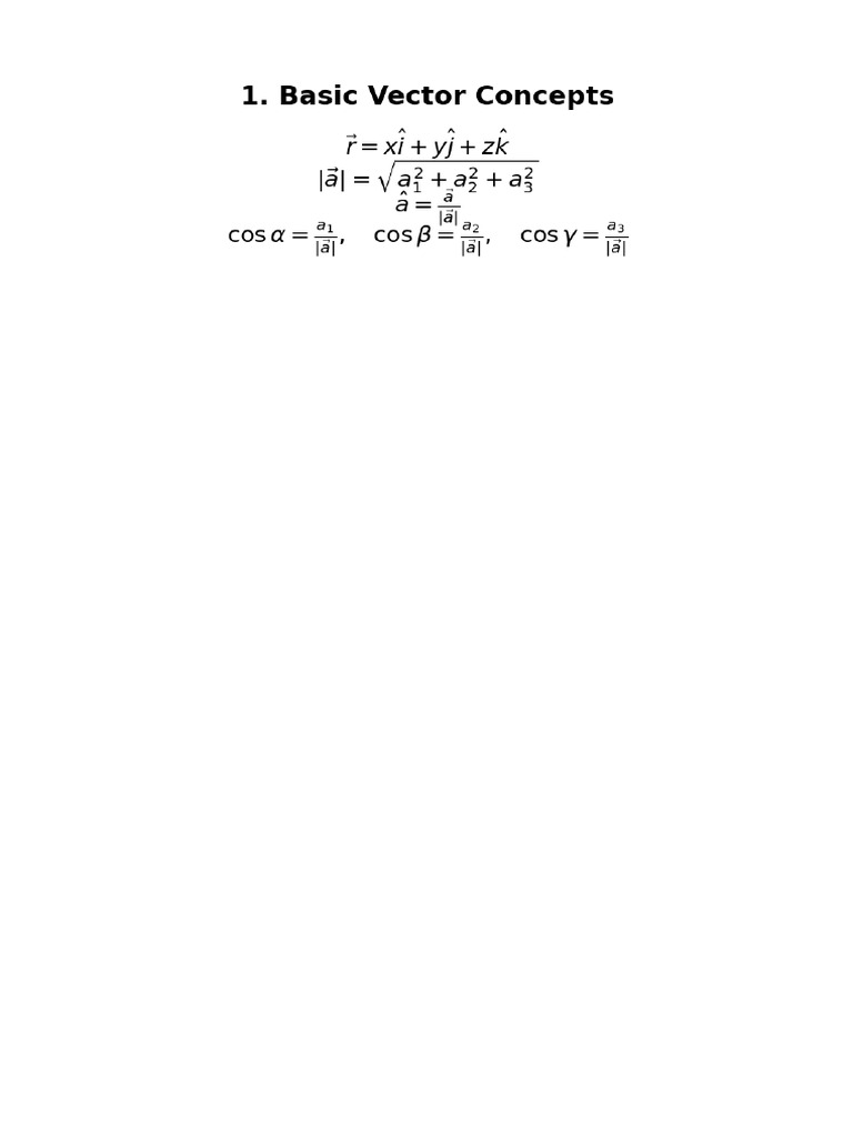 Vector Formula Sheet | PDF