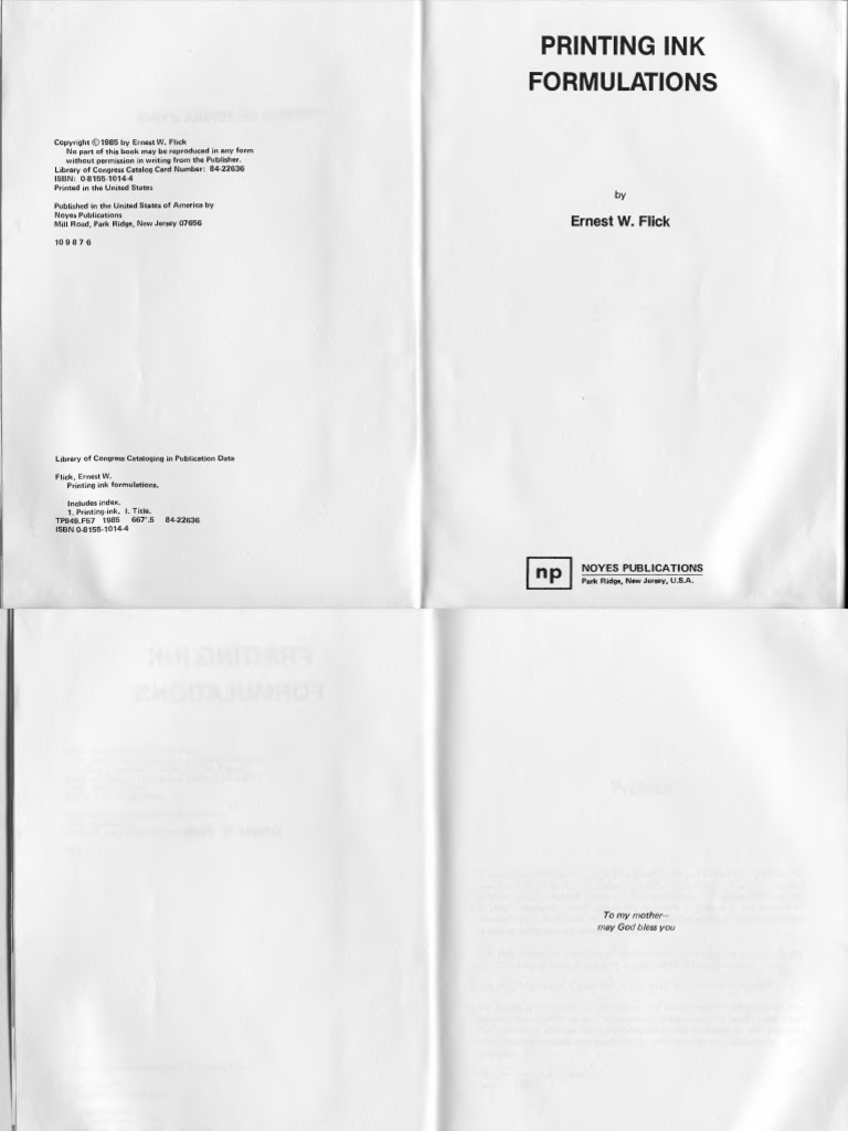 Ernest W. Flick - Printing Ink Formulations-Noyes Publications (1985) | PDF