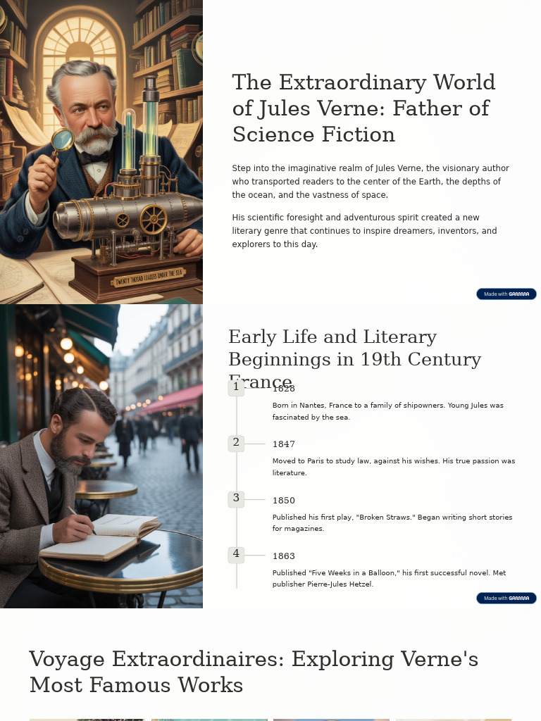 The Extraordinary World of Jules Verne Father of Science Fiction | PDF ...