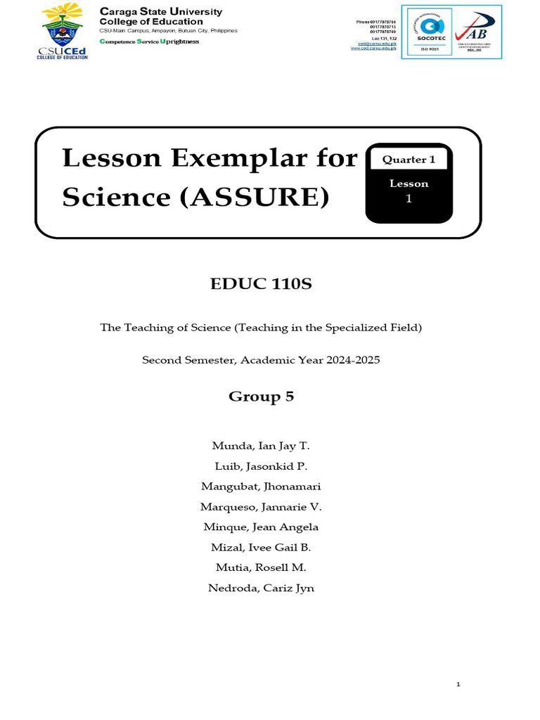 GROUP #5_LESSON-EXEMPLAR-6-ASSURE | PDF | Force | Educational Assessment