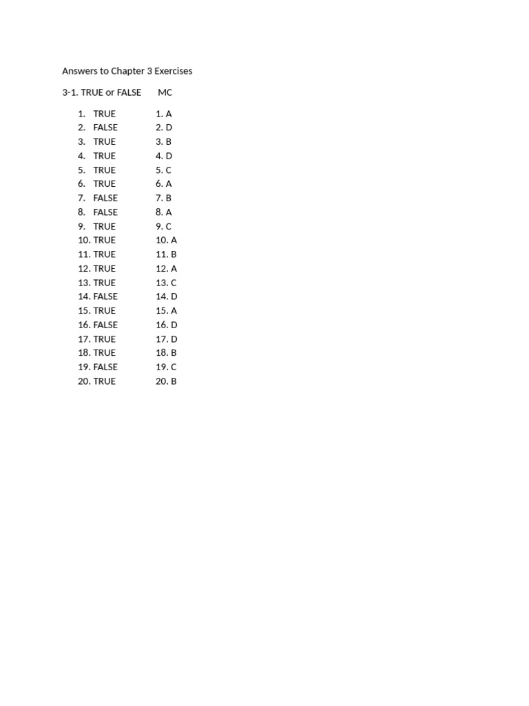 Answers To Chapter 3 Exercises | PDF