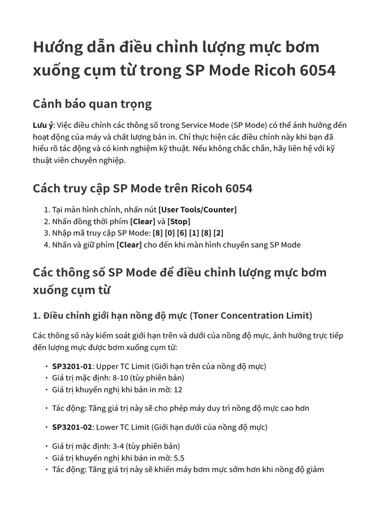 Huong Dan Dieu Chinh Luong Muc Ricoh 6054 | PDF
