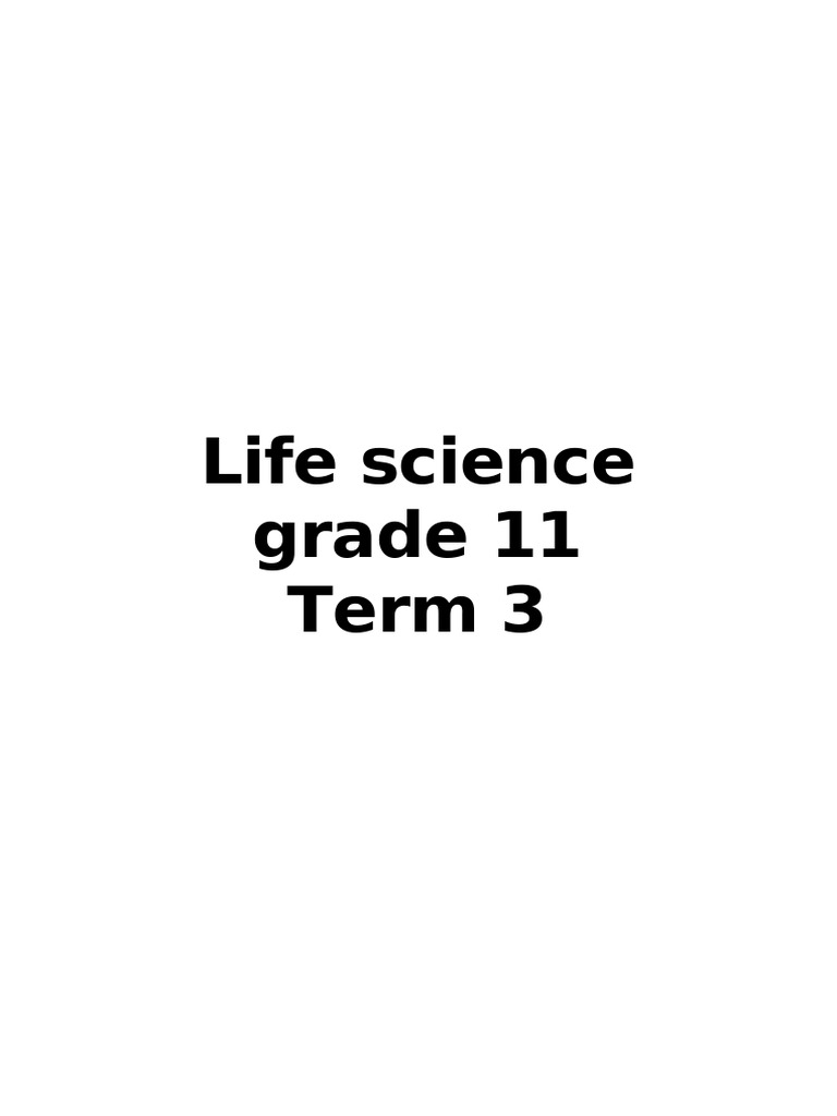 Life Science Grade 11 Term 3 Notes | PDF | Kidney | Urine