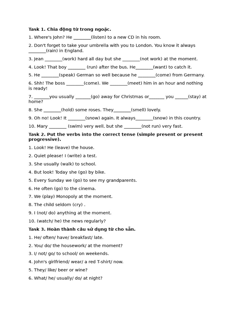 tiếng anh 7 htd, httd, htht | PDF