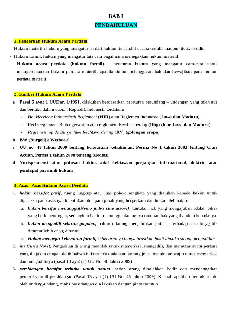 01 Resume Hukum Acara Perdata | PDF