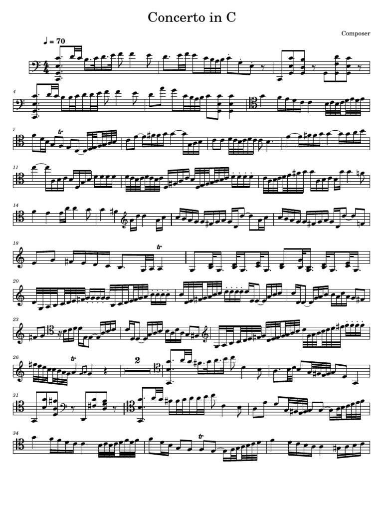 Cello Concerto No in C Major ST MVT Solo | PDF | Concerto ...
