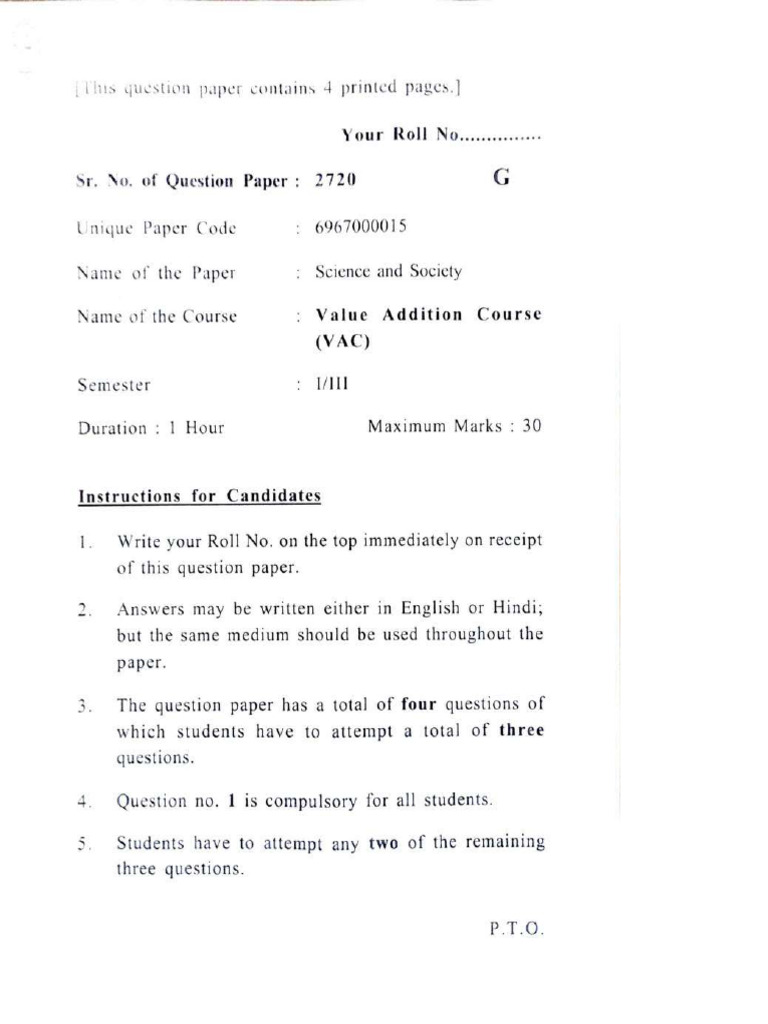 Pyq Science and Society Vac | PDF