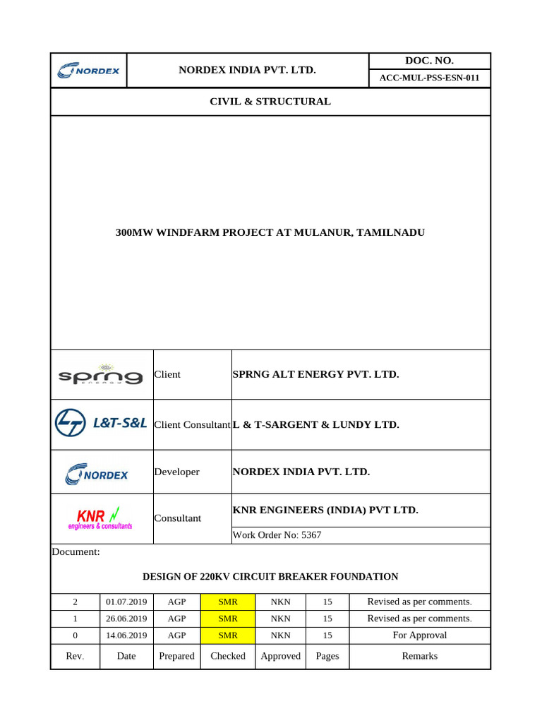 Bhopal - 400kv Circuit Breaker Foundation Design - r0 | PDF ...
