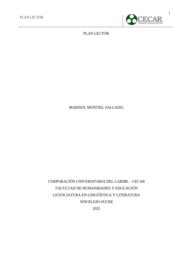 Plan Lector - Marisol | PDF | Humanidades | Aprendizaje