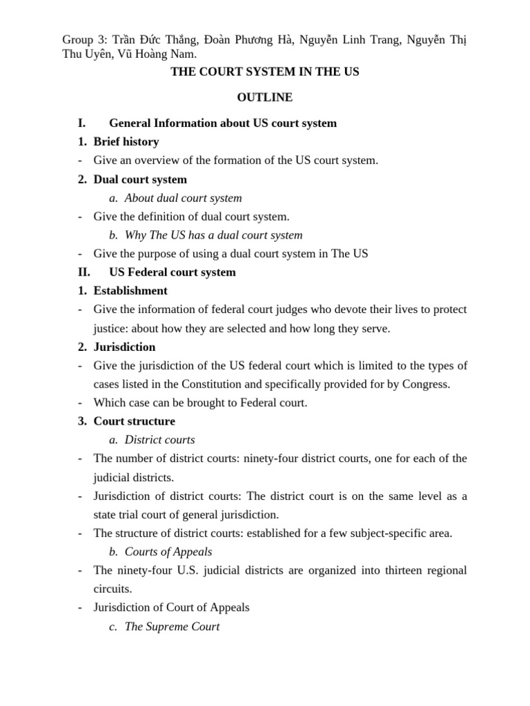 GROUP 3.outline. The Court System of The US | PDF | Federal Judiciary ...