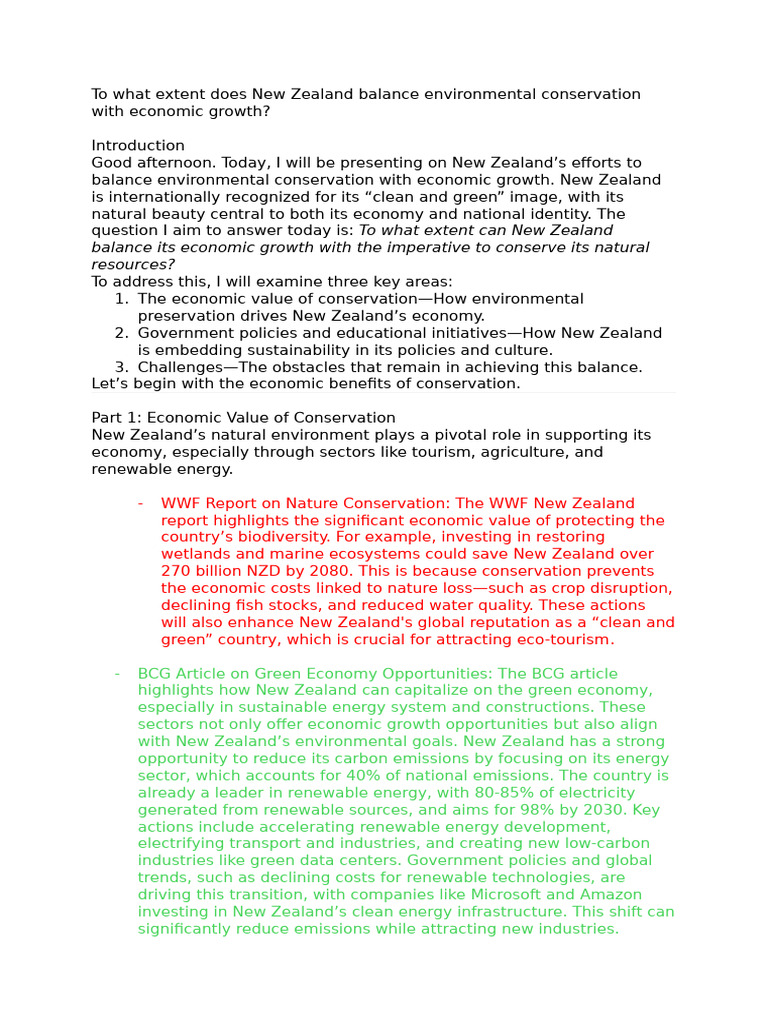 To What Extent Does New Zealand Balance Environmental Conservation With ...