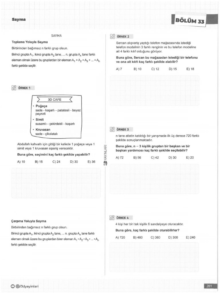Permütasyon - Kombi̇nasyon - Bi̇nom - Olasilik | PDF
