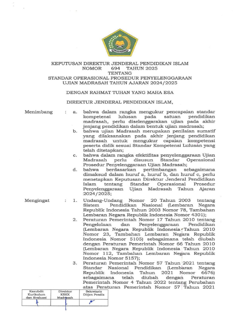 Sk. Dirjen-Pendis-694-2025 - Sop - Um | PDF