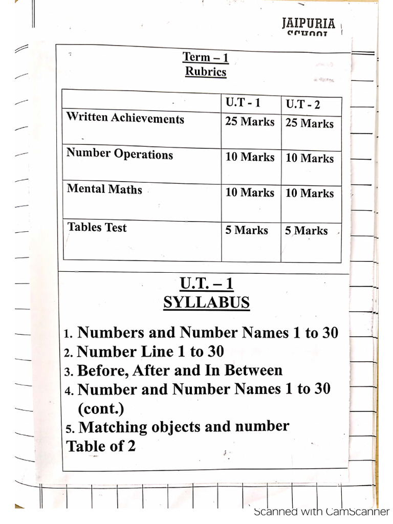 Grade 1 UT 1 2025-2 | PDF